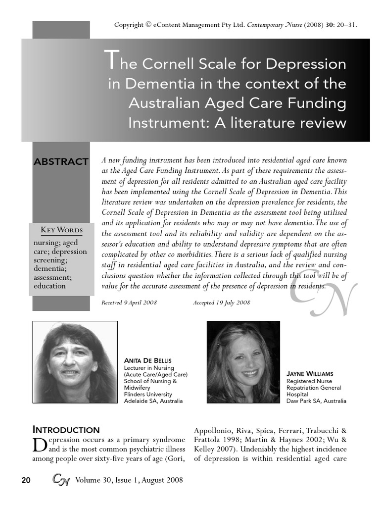 The Cornell Scale For Depression PDF | PDF | Major Depressive Disorder ...