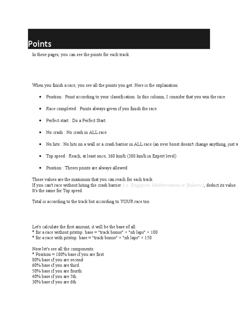 Racing Points Calculation Guide | PDF | Grand Prix Motor Racing ...