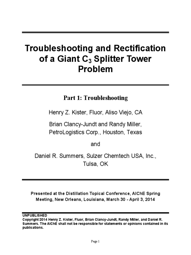 Troubleshooting and Rectification of A C3 Splitter Tower | PDF | Foam ...