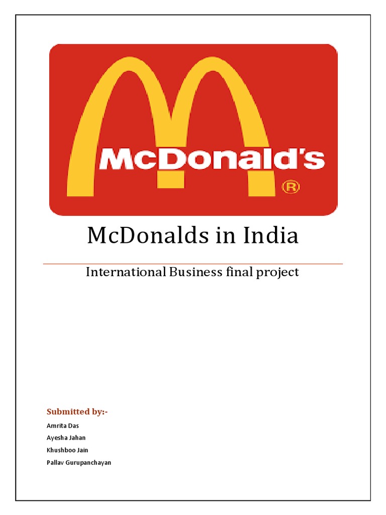 McDonald Final Report | Mc Donald's | Fast Food