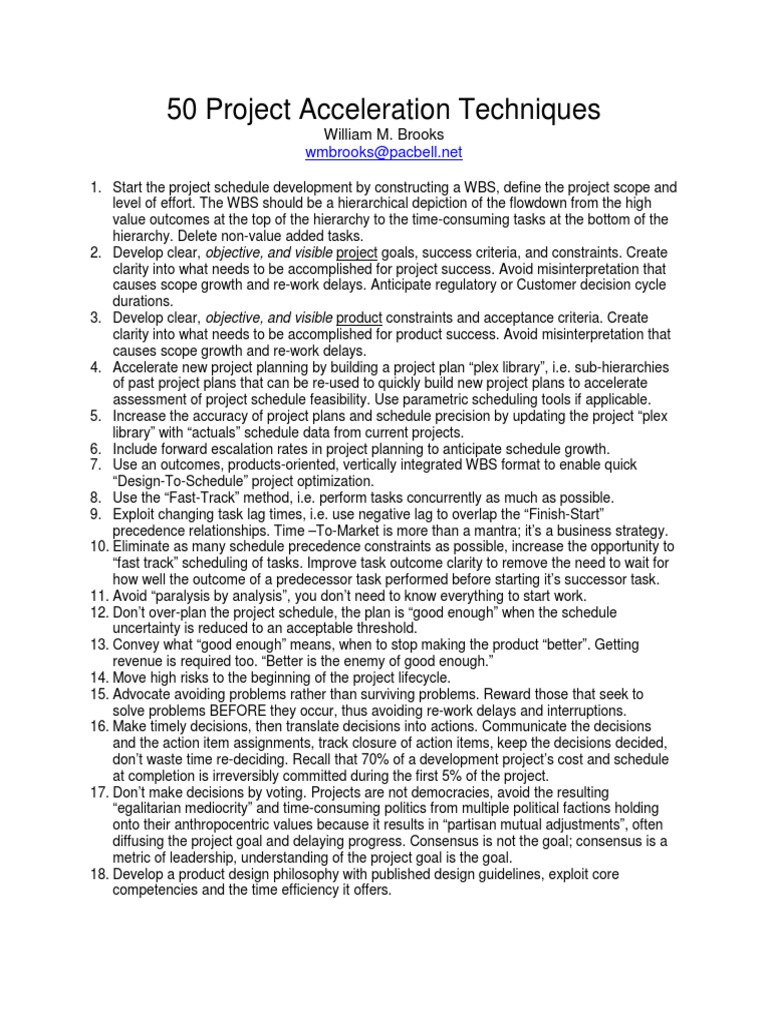 50 Project Acceleration Techniques | Download Free PDF | Consensus ...
