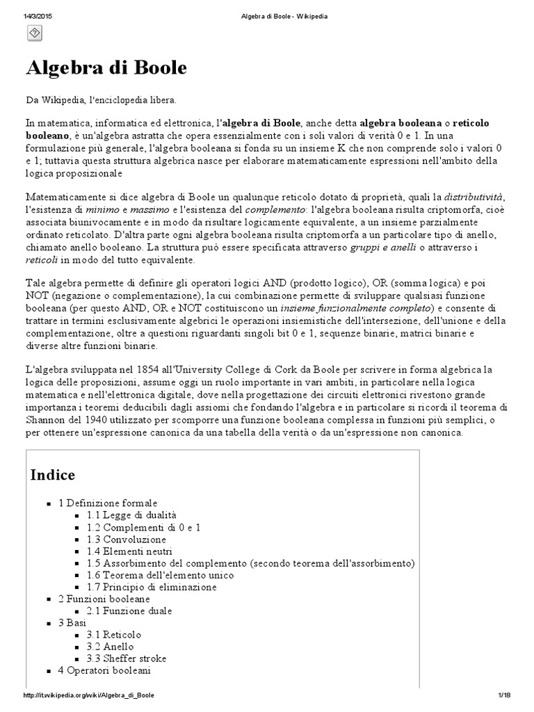 Algebra Di Boole