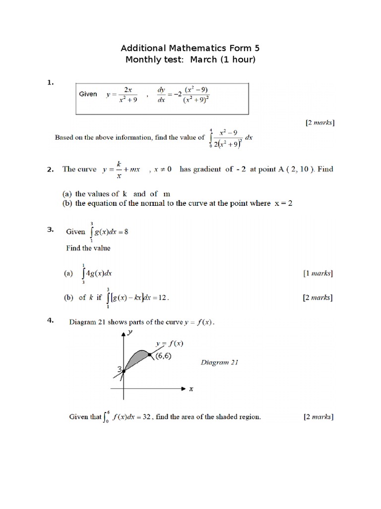 Form 5 Additional Mathematics Test Guide | PDF