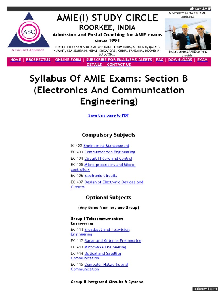 Syllabus Amie Syllabus Section B (EC) | PDF | Mosfet | Antenna (Radio)