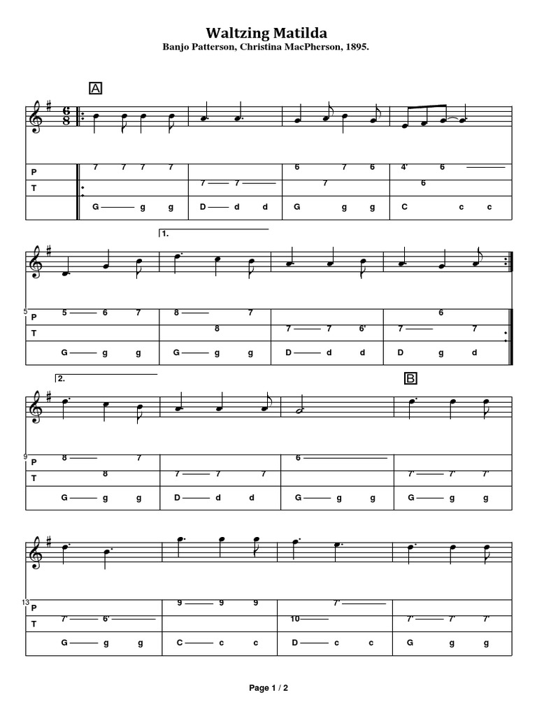 Waltzing Matilda Sheet Music | PDF | Australia | Entertainment (General)