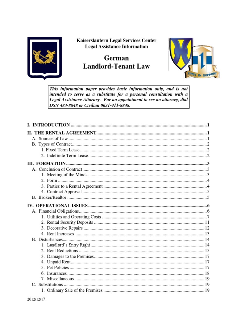 German Landlord-Tenant Law Overview | PDF | Lease | Leasehold Estate