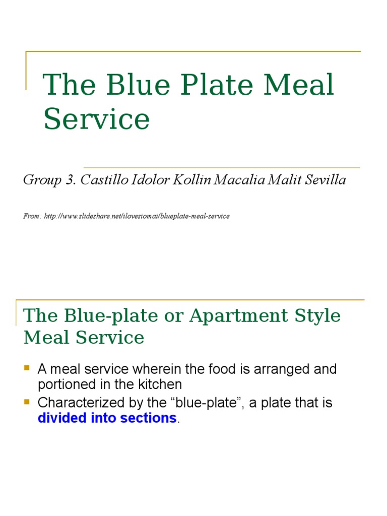 Understanding Blue Plate Meal Service | PDF | Tableware | Food And Drink