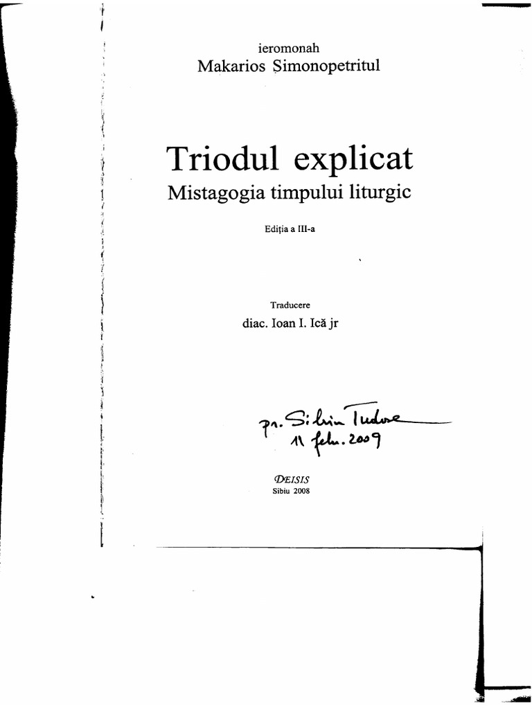 TRIODUL EXPLICAT Teologie Liturgica Anul 3 PDF | PDF