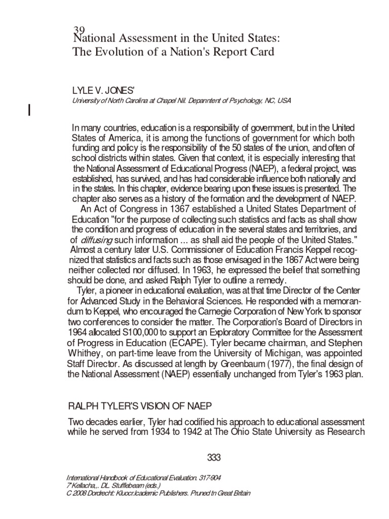 National Assessment in The United States: The Evolution of A Nation's ...