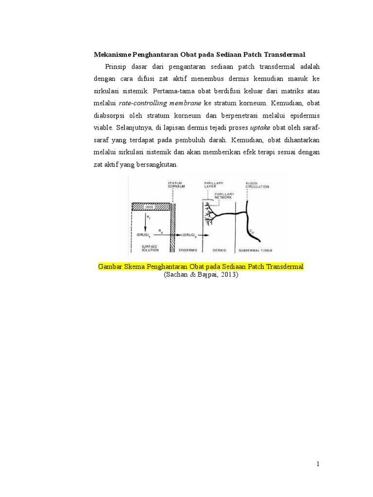 Mekanisme Sediaan Patch Transdermal | PDF