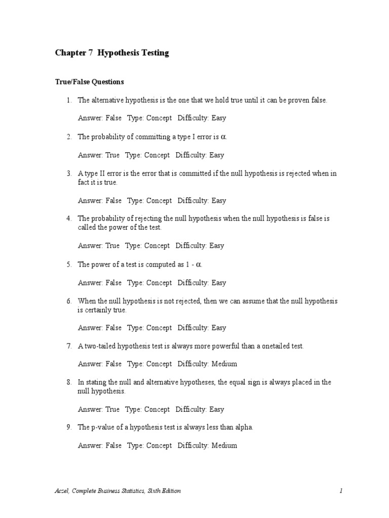 Chapter 7 Test | PDF | Statistical Hypothesis Testing | P Value