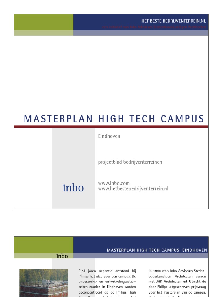 Inbo Projectblad Masterplan High Tech Campus | PDF