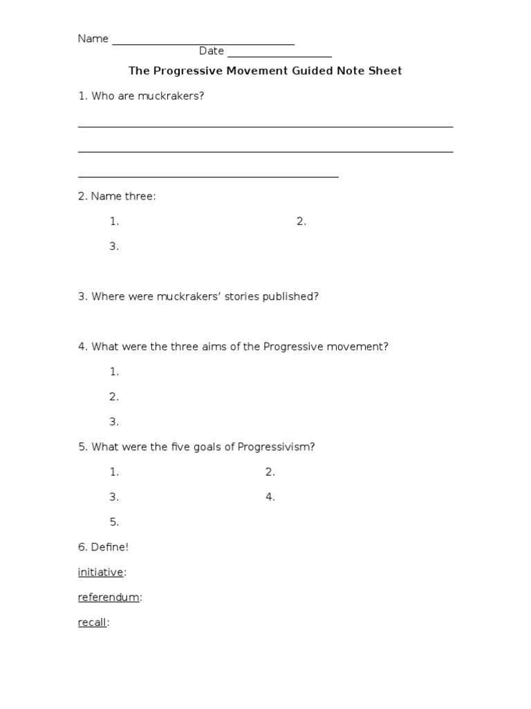 Progressive Movement Study Guide | PDF