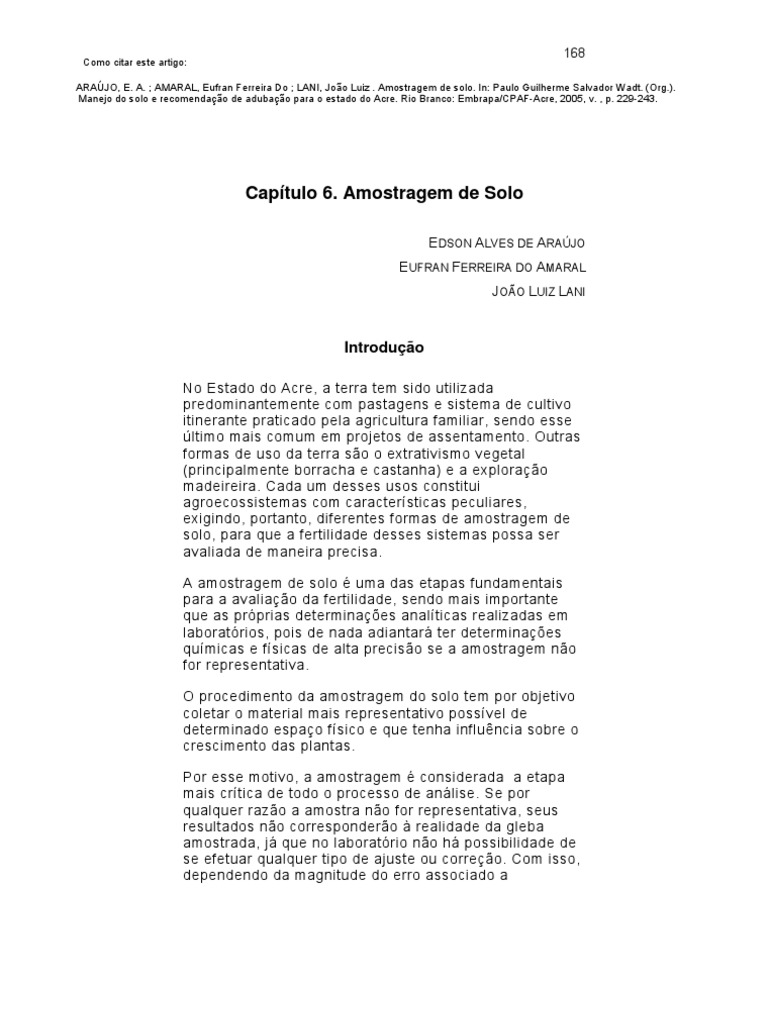 Amostragem de Solos | PDF | Fertilizante | Solo