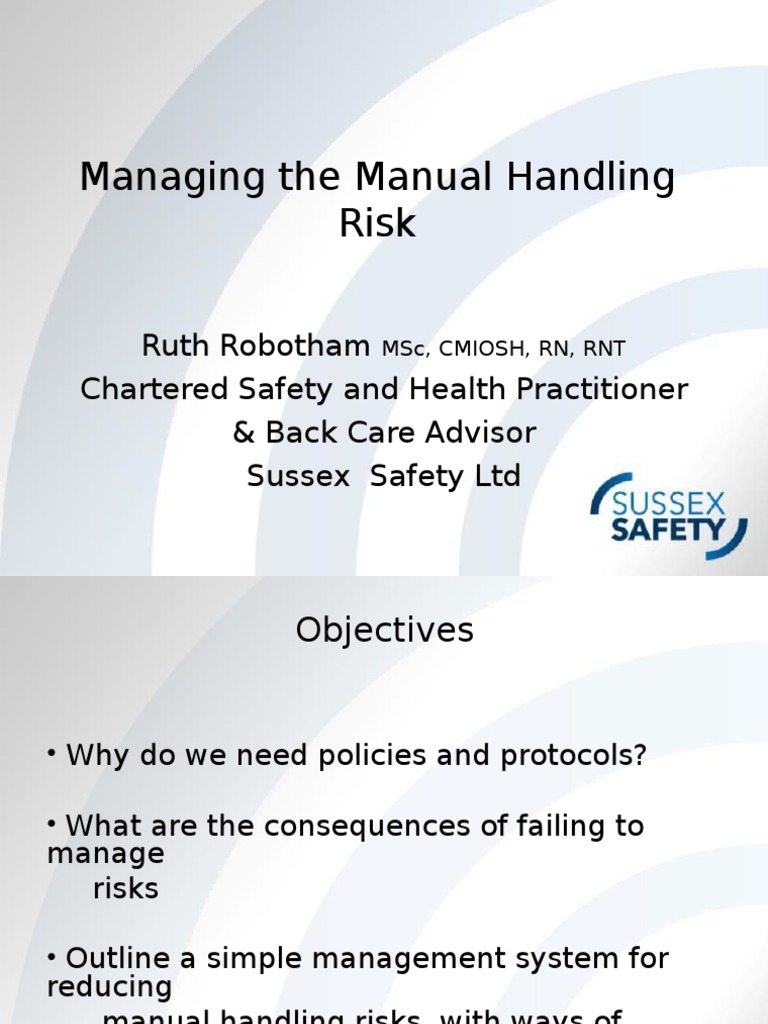 Managing The Manual Handling Risk | PDF | Occupational Safety And ...