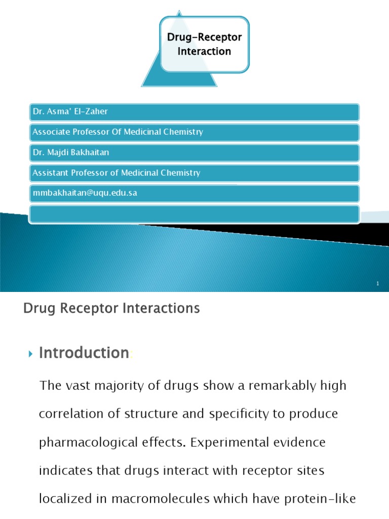 Drug Receptor Interaction | PDF | Ligand (Biochemistry) | Receptor ...