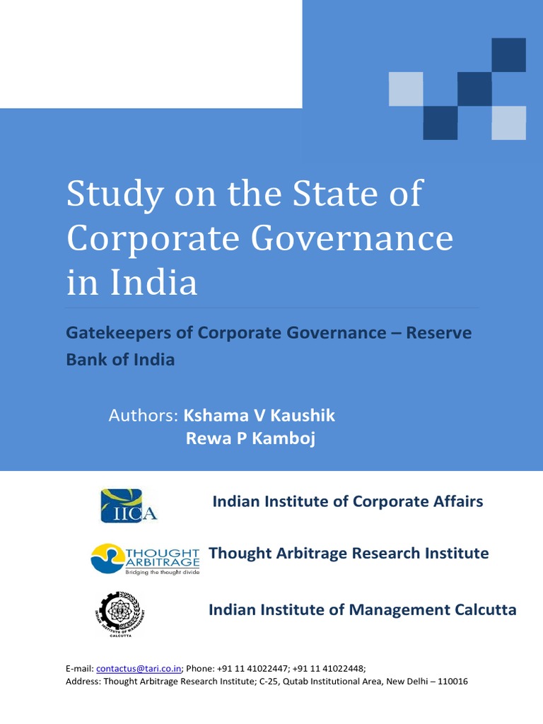 RBI and Gatekeepers of Corporate Governance | PDF | Reserve Bank Of India | Central Banks