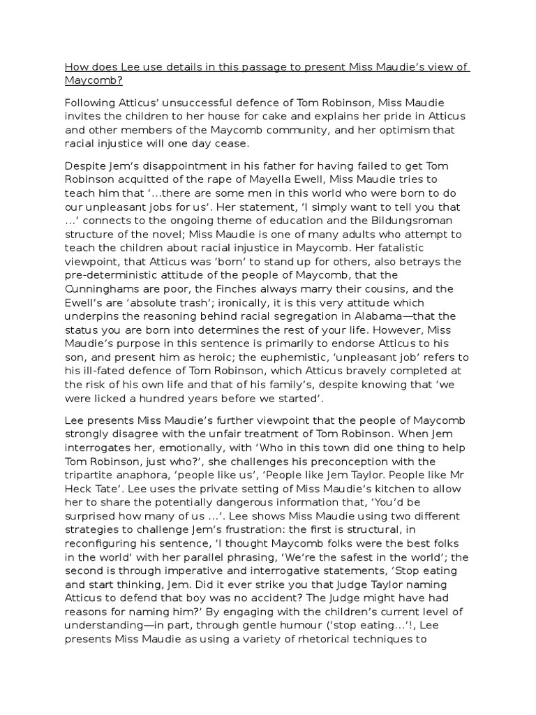 Miss Maudie | PDF | To Kill A Mockingbird | Society