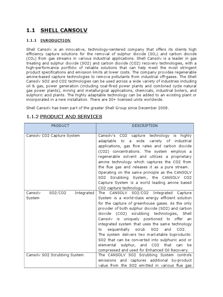 Shell Cansolv | PDF | Carbon Dioxide | Sulfur Dioxide