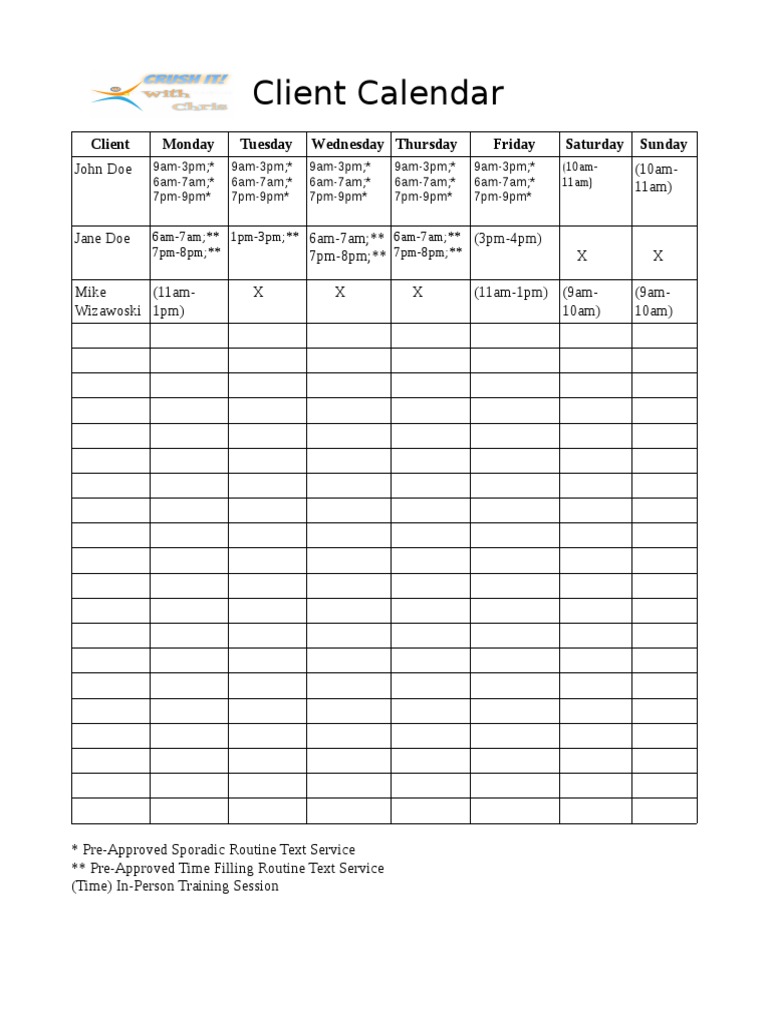 Client Calendar | PDF