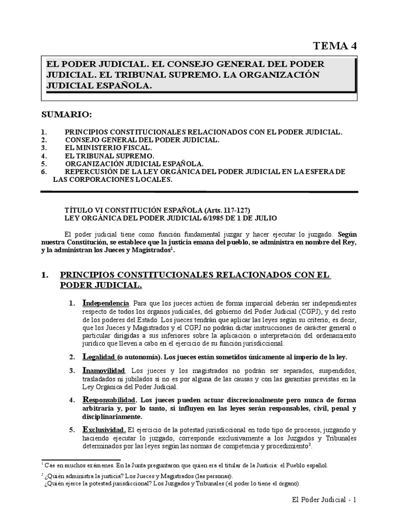 Tema 4 (Poder Judicial) | PDF | Juez | Jurisdicción