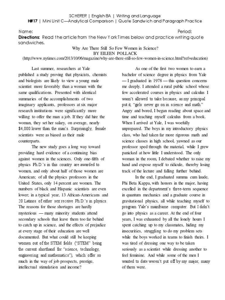 Quote Sandwich Writing Practice | PDF | Paragraph | Science, Technology ...