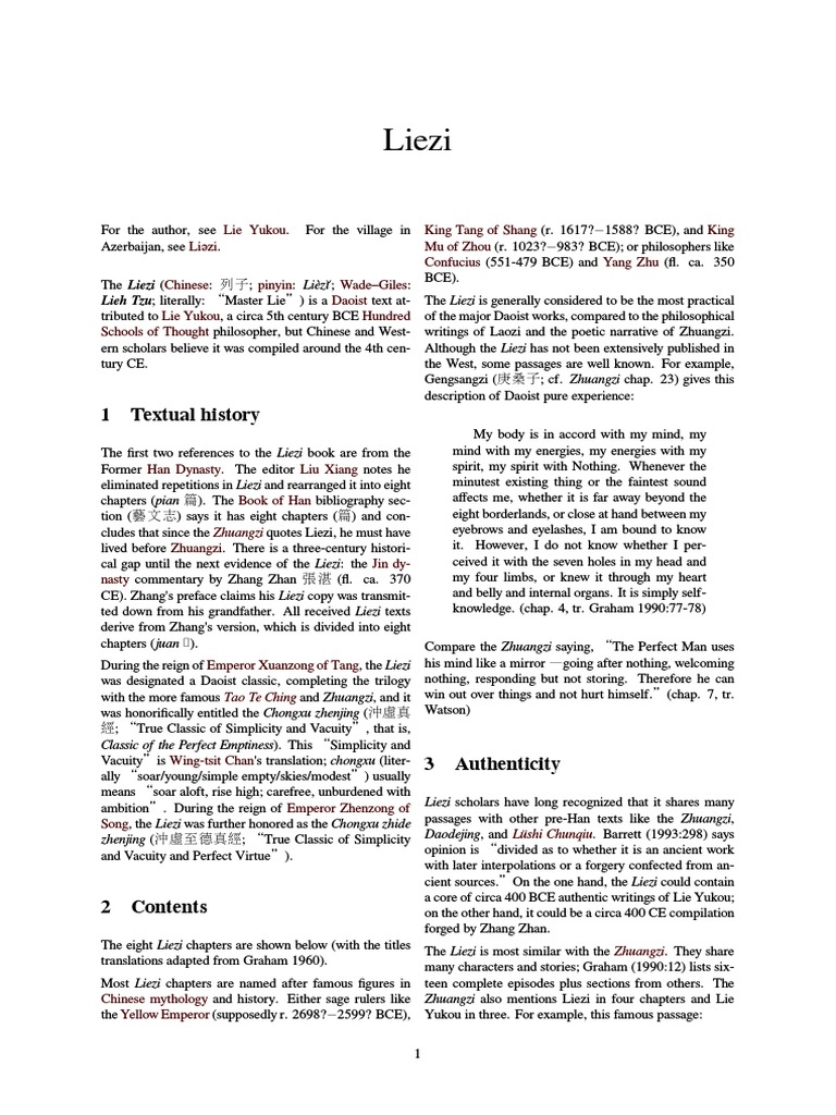Liezi | Chinese Classic Texts | 1st Millennium Bc Books