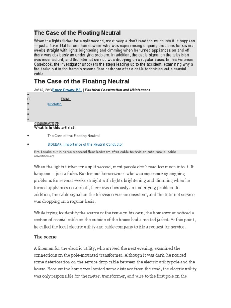 06 - The Case of The Floating Neutral | PDF | Power Engineering ...