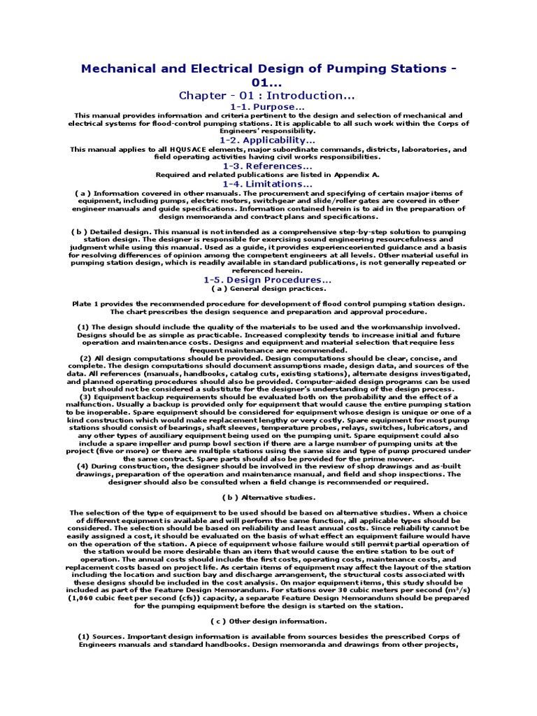 Mechanical and Electrical Design of Pumping Stations - 01.. | PDF ...