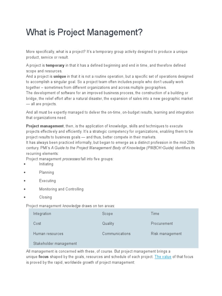 What Is Project Management | PDF | Project Management | Business Process