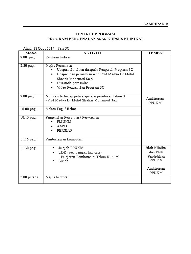 Contoh Tentatif Program | PDF