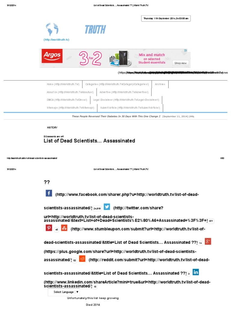 List of Dead Scientists Assassinated - World Truth | PDF | Los Alamos ...