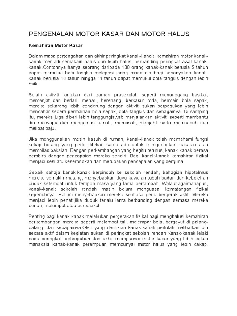 Pengenalan Motor Kasar Dan Motor Halus | PDF | Kesehatan Holistik