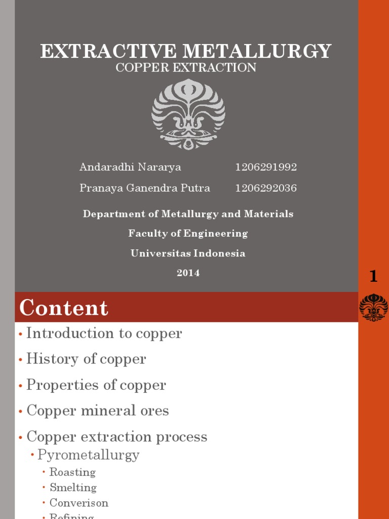 Copper Extraction | PDF | Copper | Metallic Elements