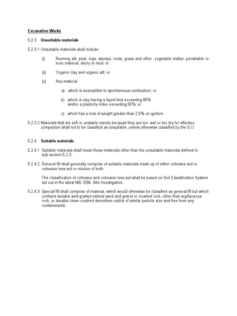 Unsuitable Materials & Suitable Material | PDF | Soil | Civil Engineering