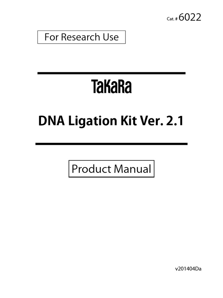 DNA Ligation Kit Ver. 2.1 Manual | PDF | Dna Ligase | Transformation ...