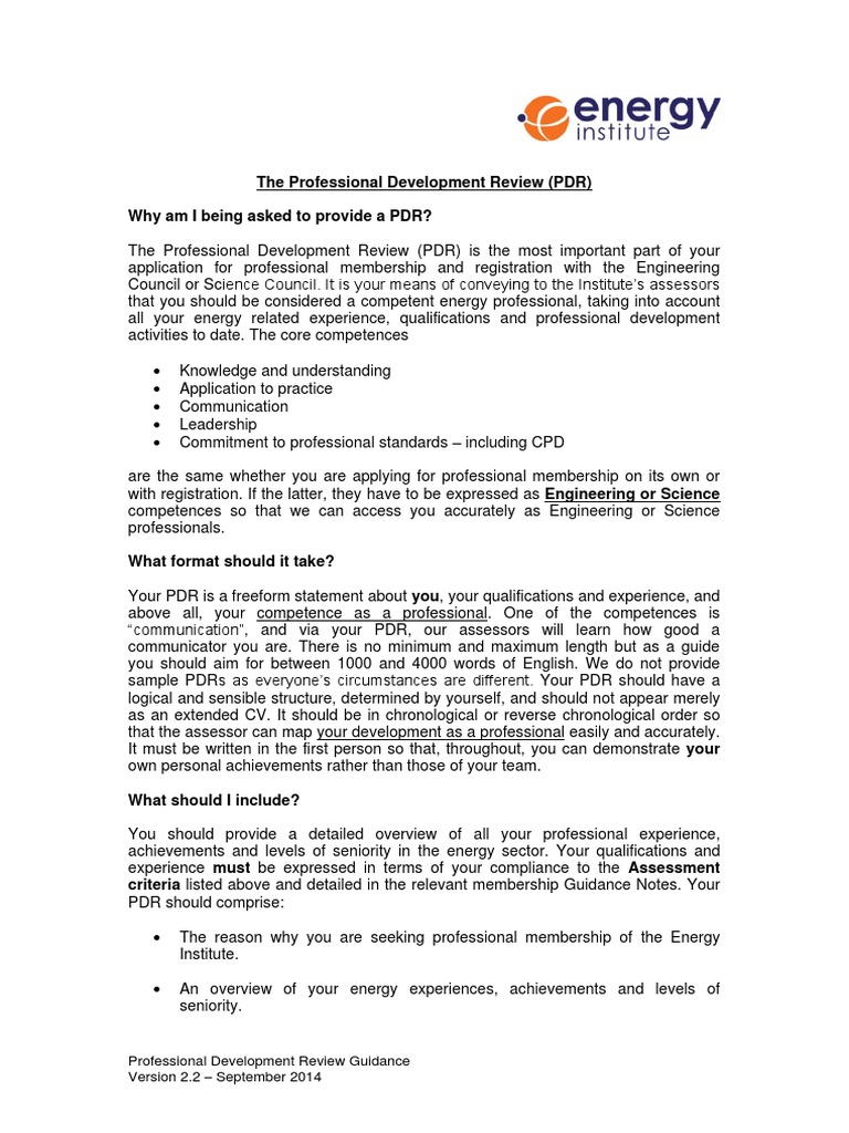 Professional Development Review Guidance | Download Free PDF ...