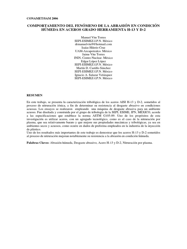 Antecedente - Pruebas Astm g105 | PDF | Acero | Dureza