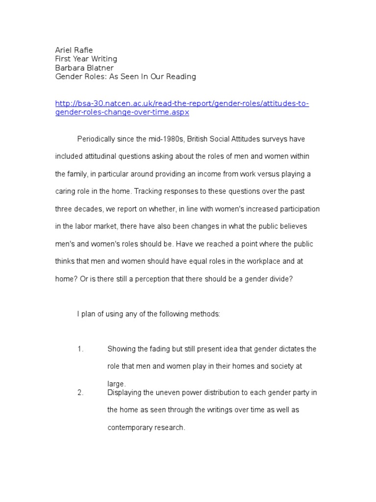 Gender Roles Brainstorming | PDF