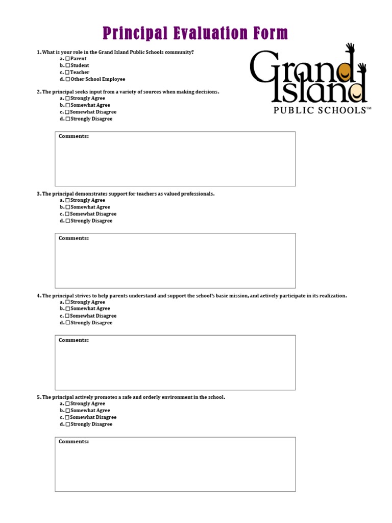 Principal Evaluation Feedback Form | PDF | Head Teacher | Intellectual ...