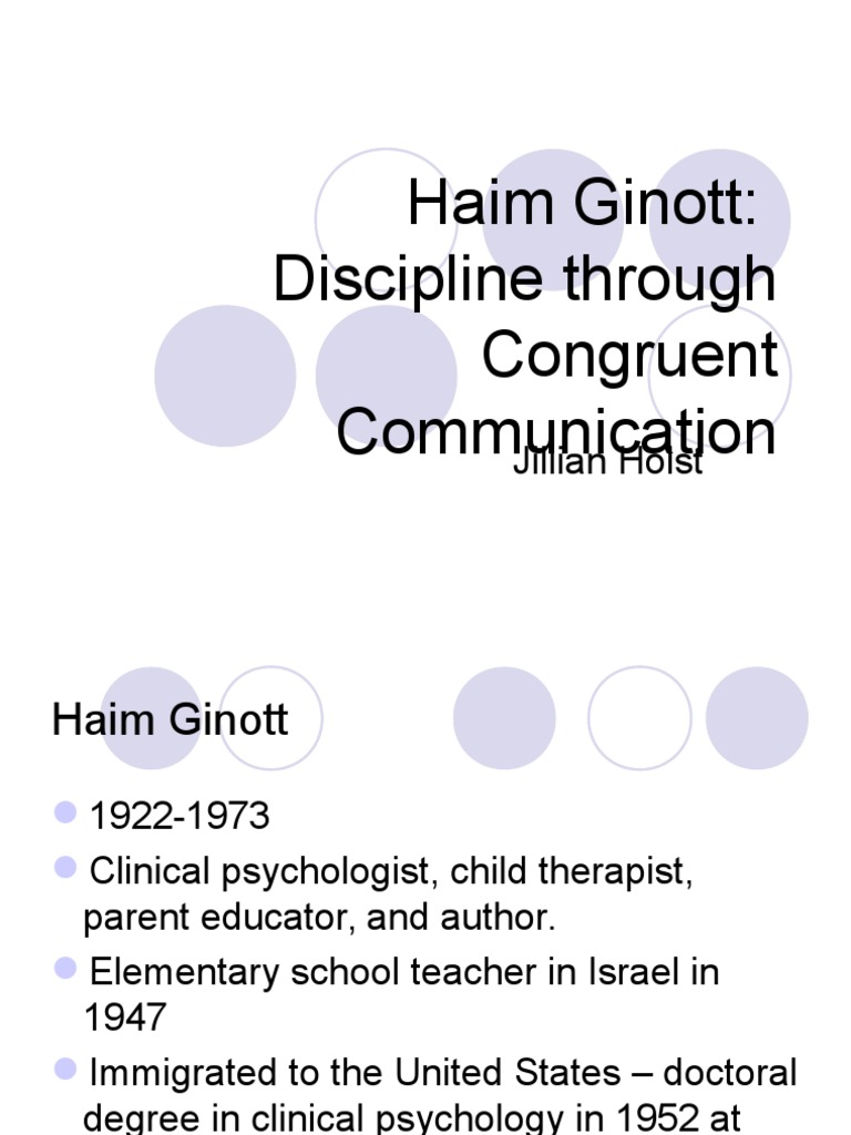 Haim Ginott Congruent Communication | PDF | Psychology | Teachers