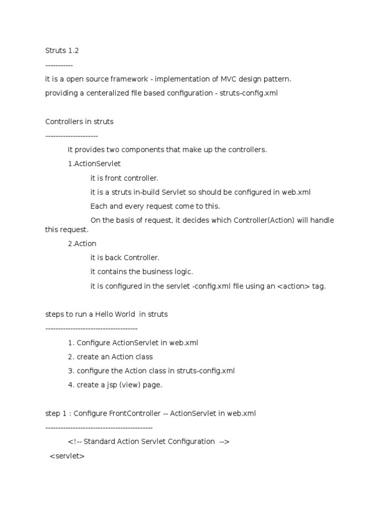 Struts1.2 Tutorial | PDF | Java Servlet | Java Server Pages