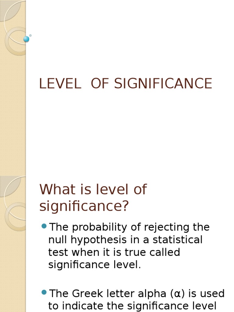 Levels of Significance | PDF