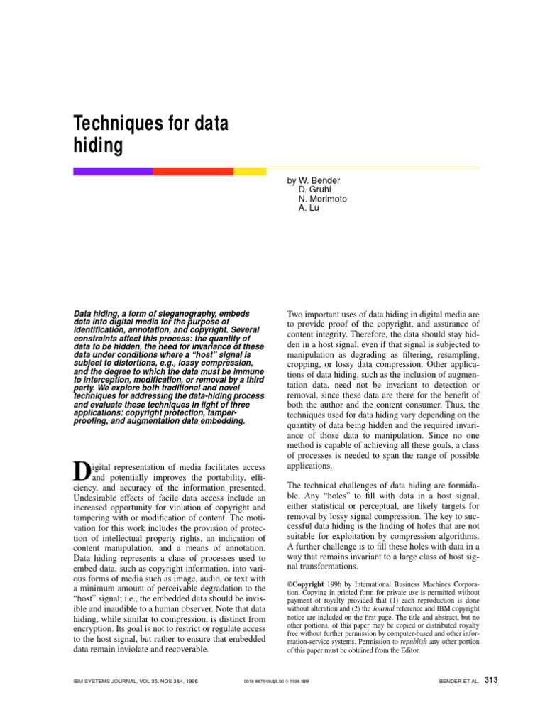 Techniques For Data Hiding-P | PDF | Data Compression | Digital Audio