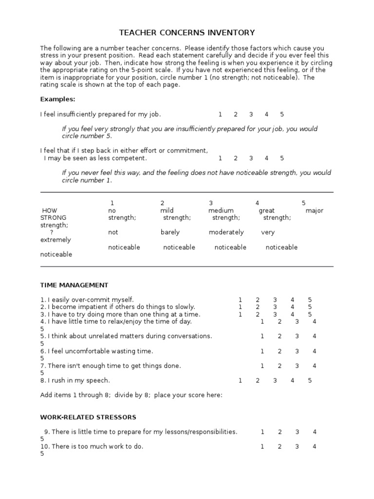 teacher stress inventory | Fatigue (Medical) | Mental Health