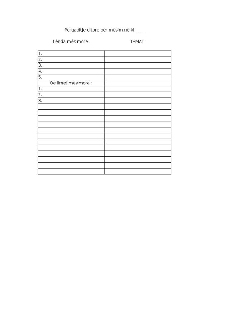 Përgatitje Ditore Në Didaktikë | PDF