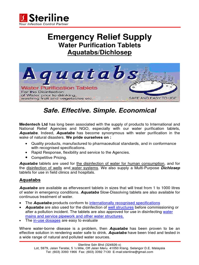 Aqua Tabs | PDF | Water Purification | Drinking Water