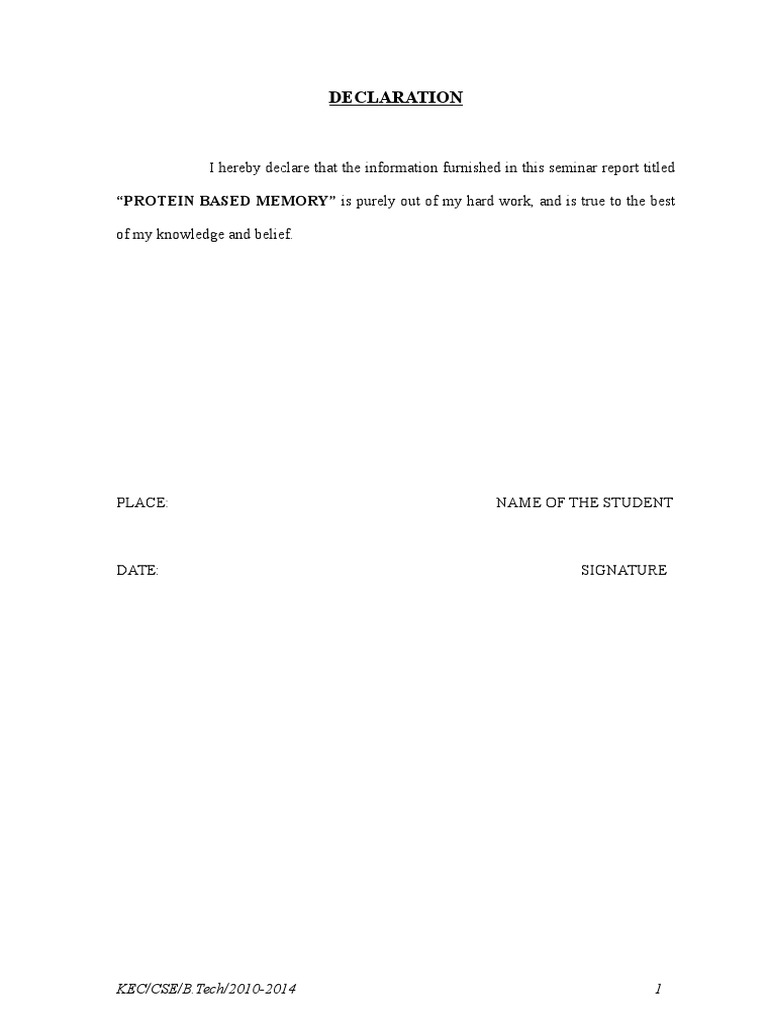 Declaration: I Hereby Declare That The Information Furnished in This ...