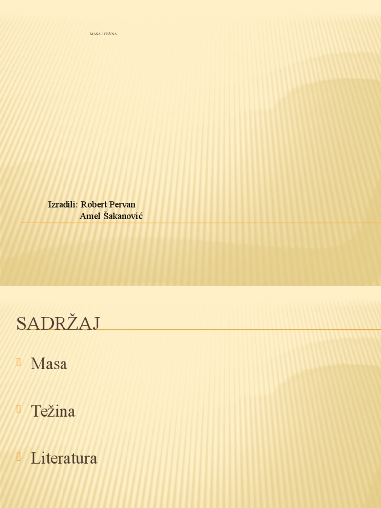 Masa I Tezina | PDF