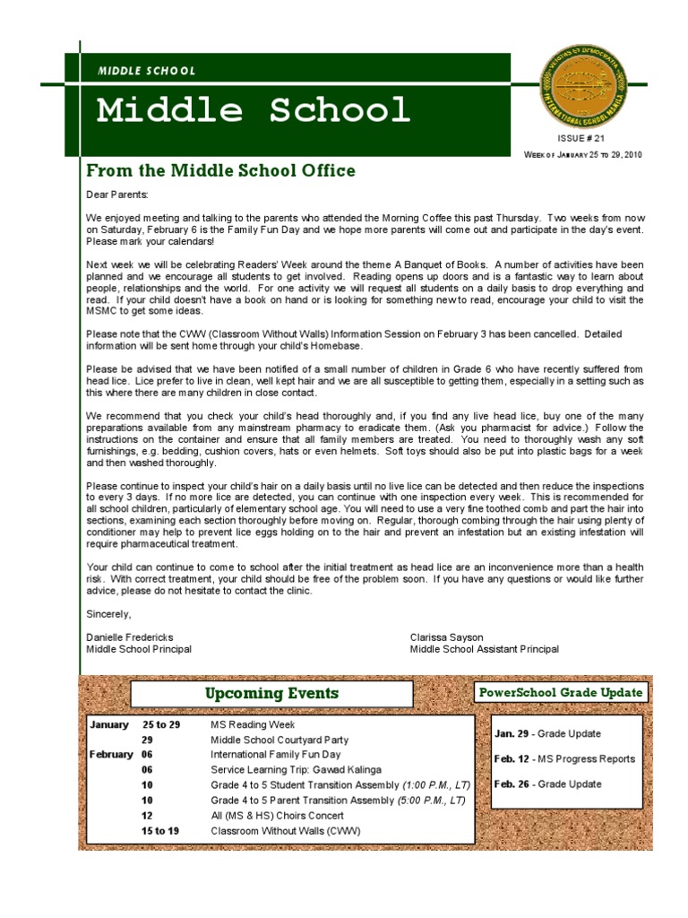 From The Middle School Office | PDF